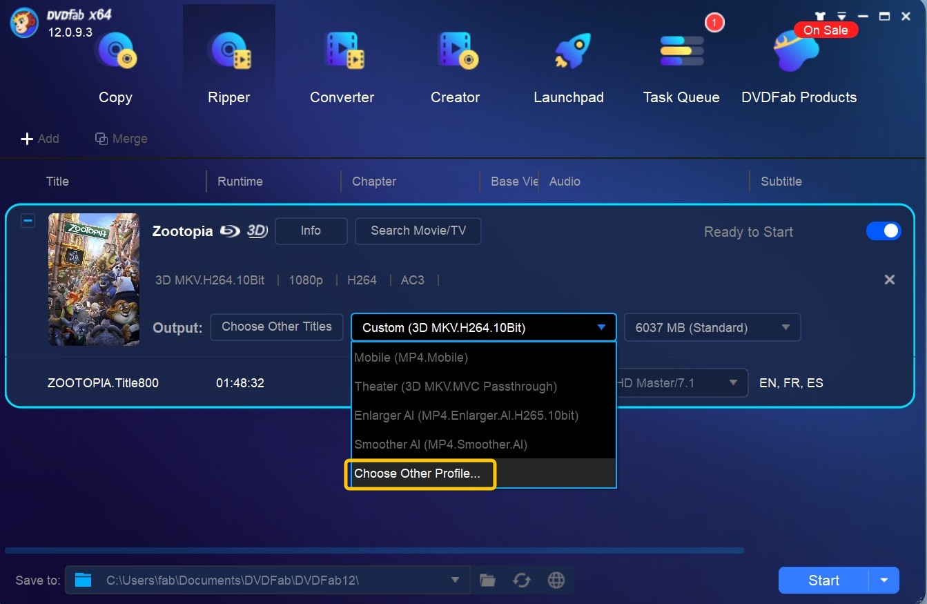 Rip 3D Blu-ray to 3D MKV