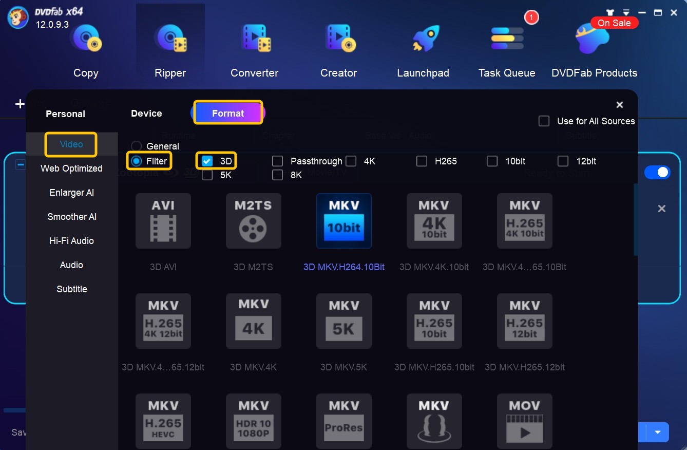 Rip 3D Blu-ray to 3D MKV
